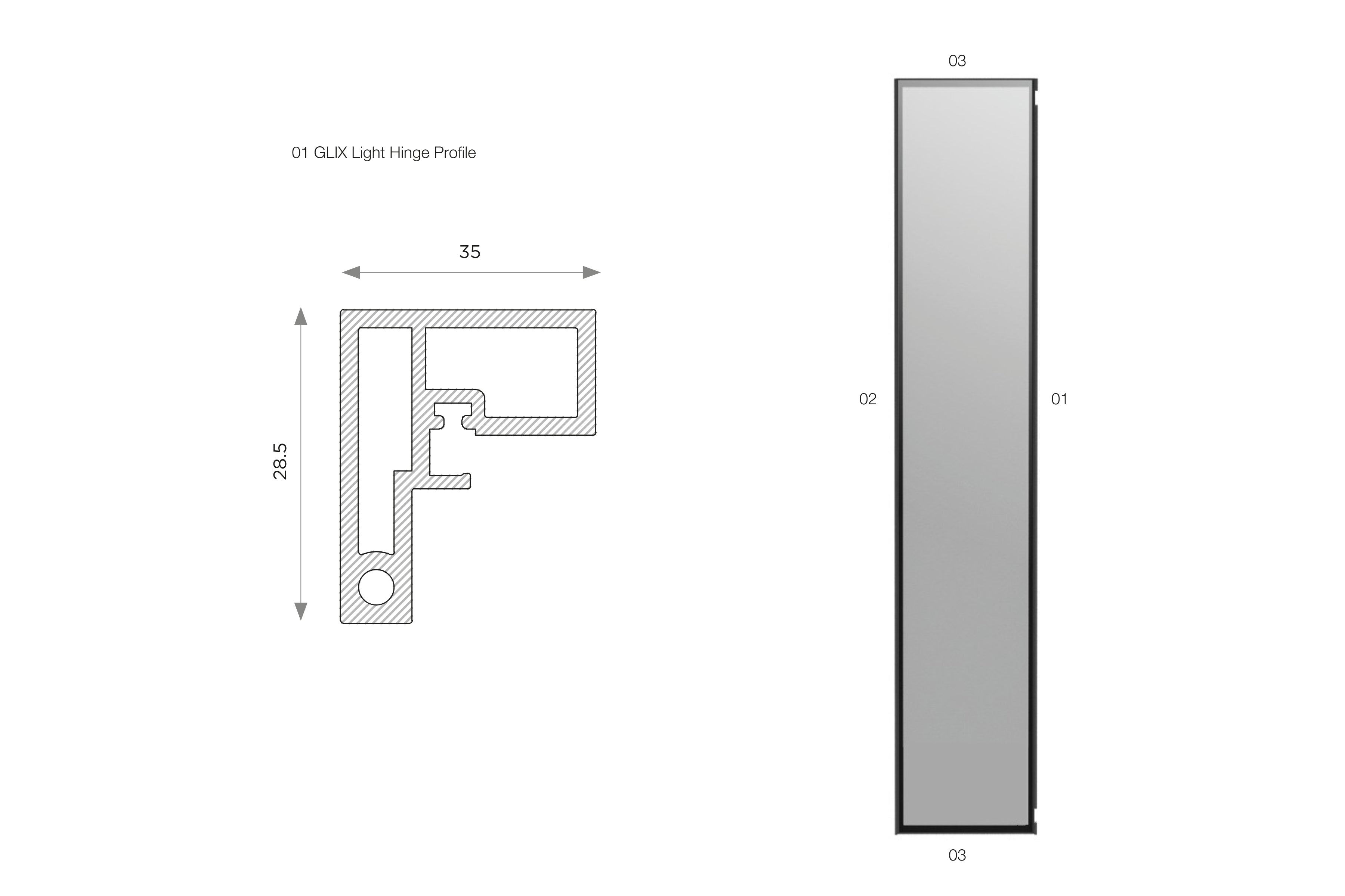 GLIX Light Hinge Profile – Profilea